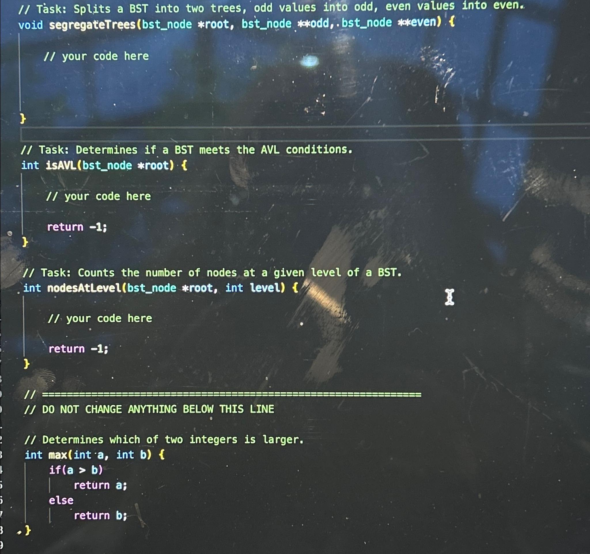 Solved // ﻿Tásk: Splits a BST into two trees, odd values | Chegg.com