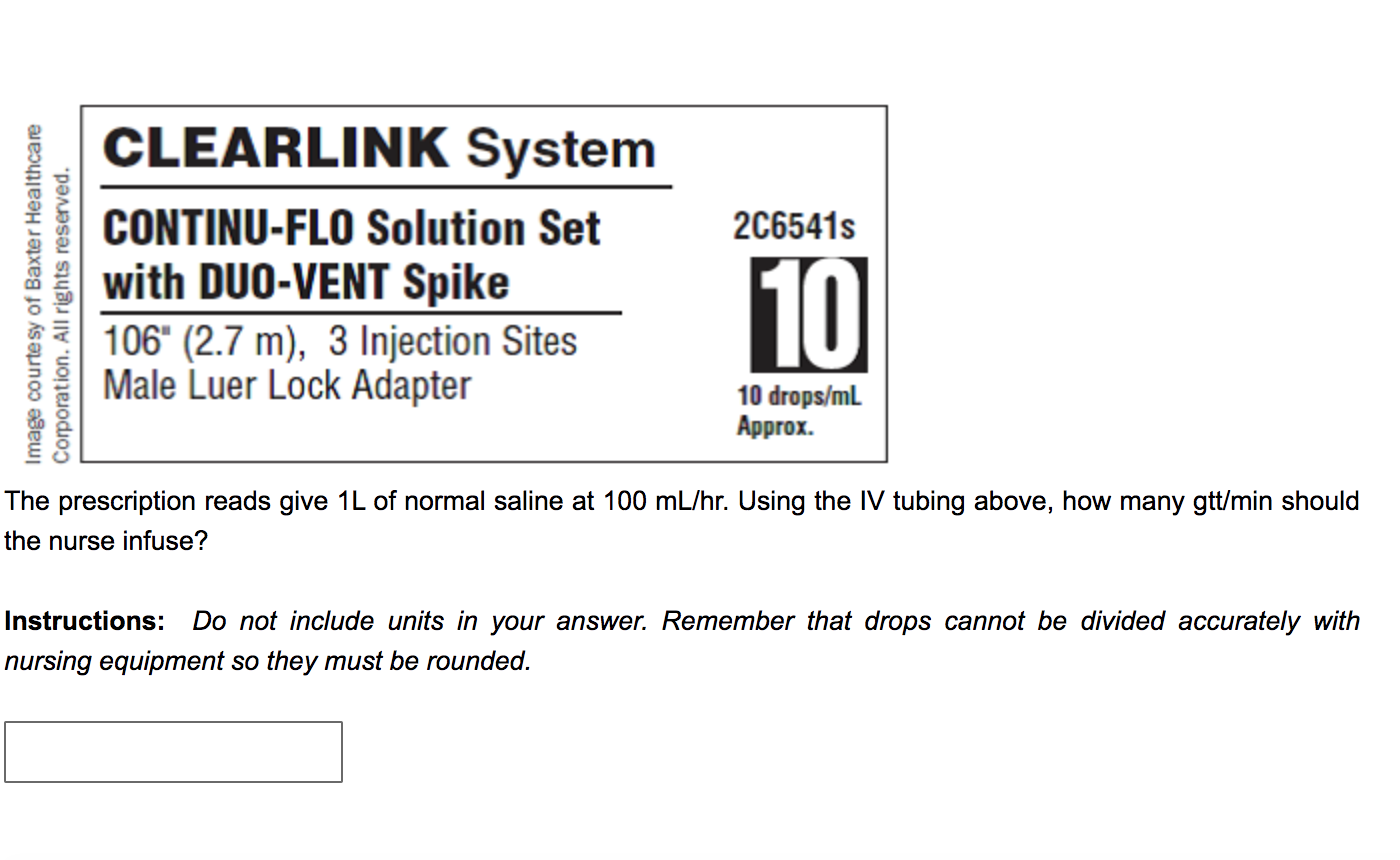 Solved The prescription reads give 1L ﻿of normal saline at | Chegg.com
