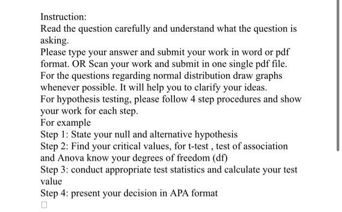 Solved Instruction: Read the question carefully and | Chegg.com