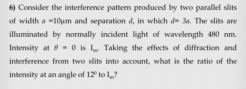 Solved Consider the interference pattern produced by two | Chegg.com