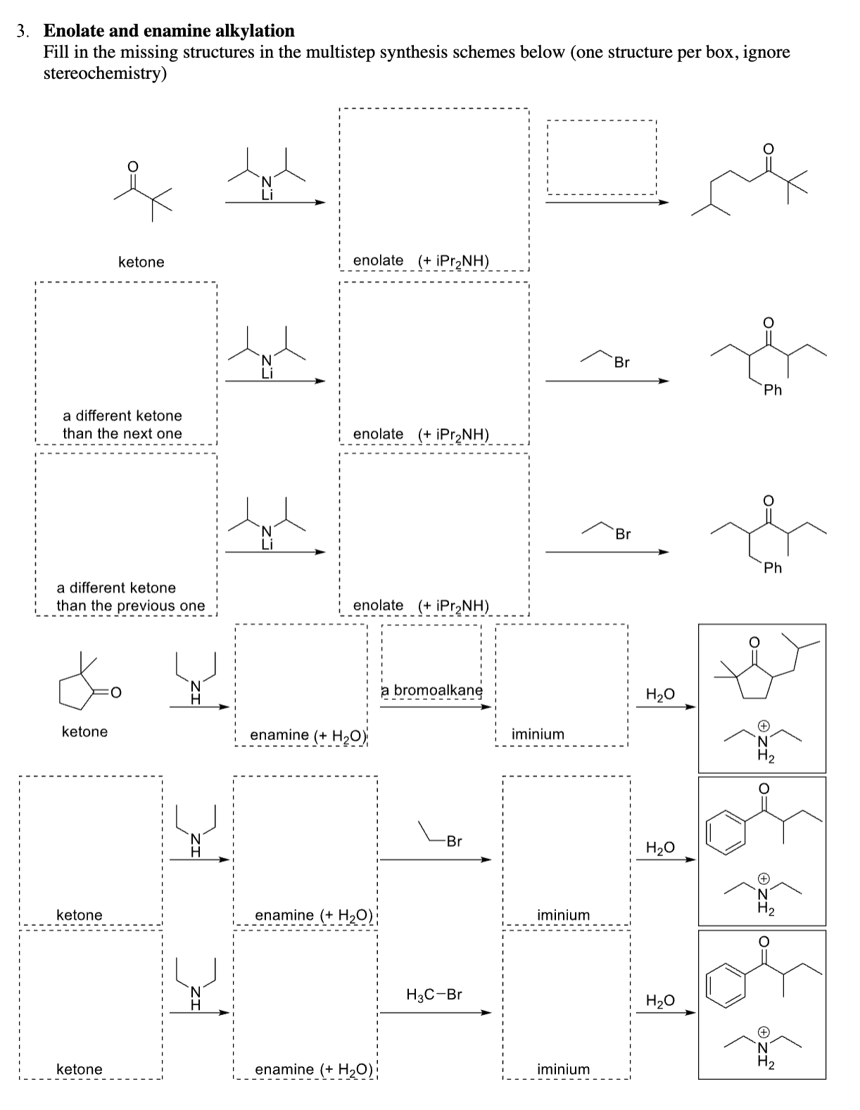Solved Enolate and enamine alkylationFill in the missing | Chegg.com