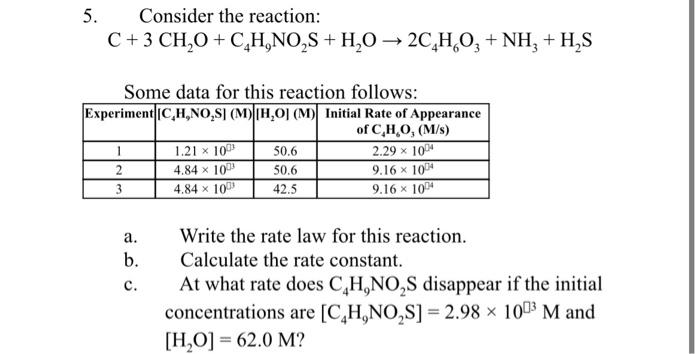 Solved Consider the reaction: C+3CH2O+C4H9NO2 | Chegg.com