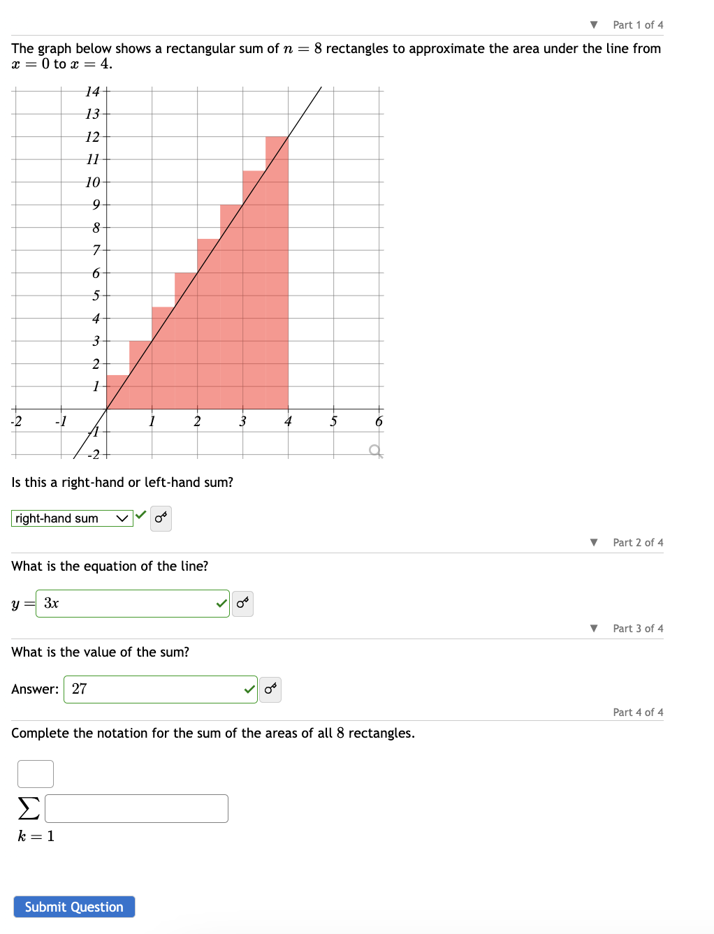 Solved The graph below shows a rectangular sum of n=8 | Chegg.com