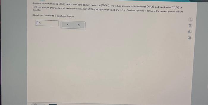 Solved Aqueous hydrochloric acid (HCI) reacts with solid | Chegg.com
