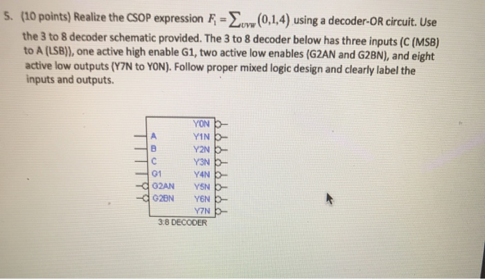 Solved 5. (10 points) Realize the CSOP expression F = Ev | Chegg.com