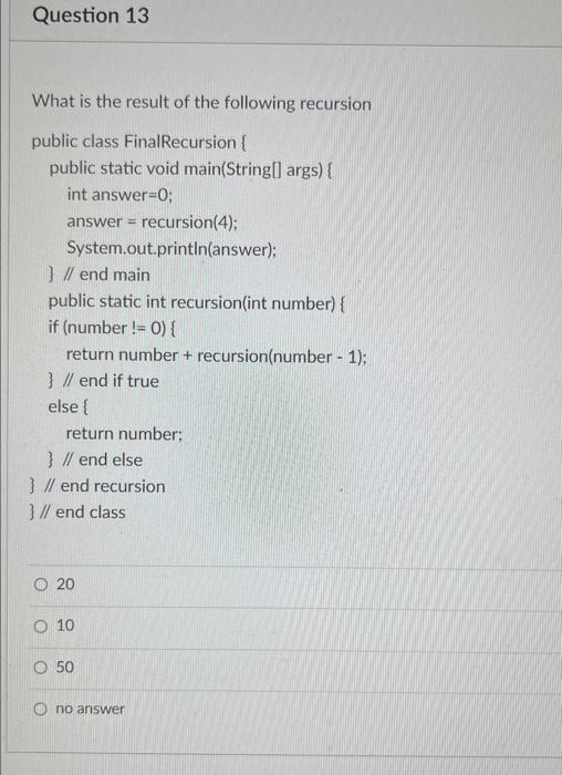 Solved Question 13 What is the result of the following | Chegg.com