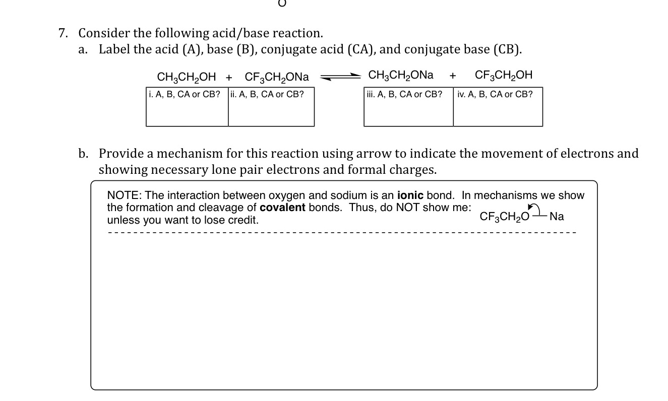 Solved Consider the following acid/base reaction.a. ﻿Label | Chegg.com