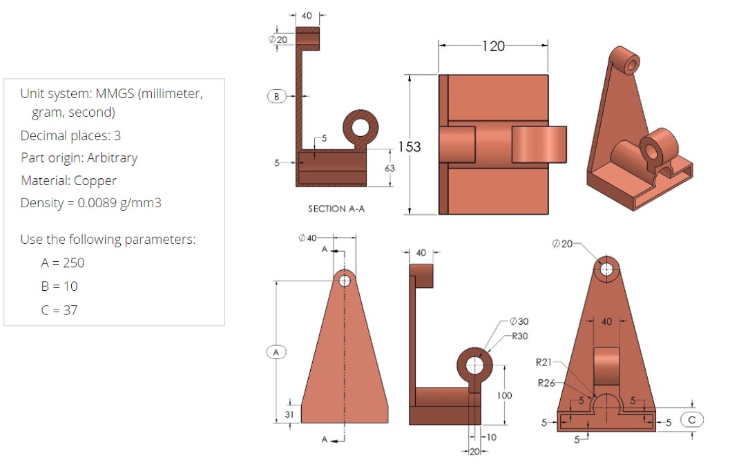 Solved Show steps with functions in solidworks and the smart | Chegg.com