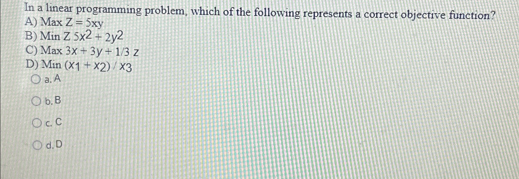 Solved In a linear programming problem, which of the | Chegg.com