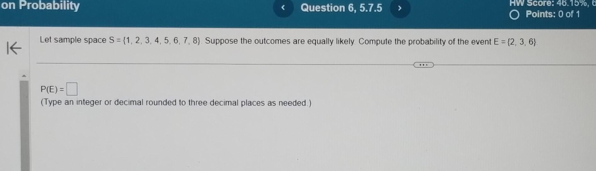 Solved Let sample space S={1,2,3,4,5,6,7,8}. Suppose the | Chegg.com