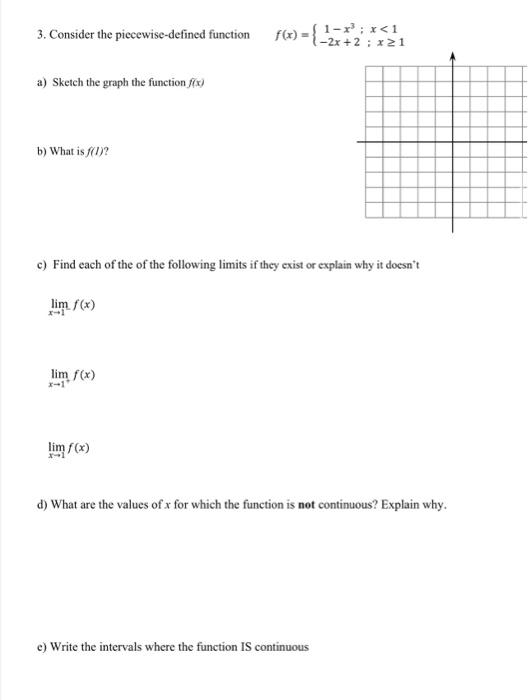 Solved 3. Consider the piecewise-defined function | Chegg.com