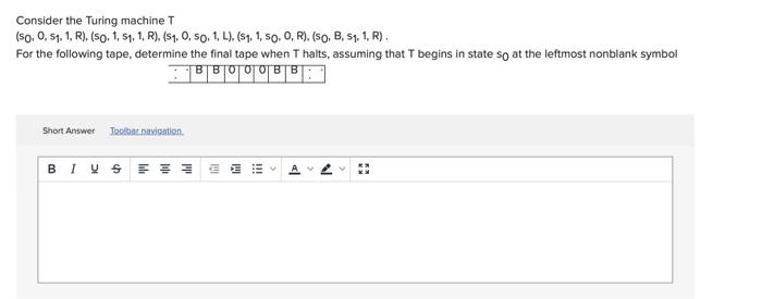 Solved Consider the Turing machine T | Chegg.com