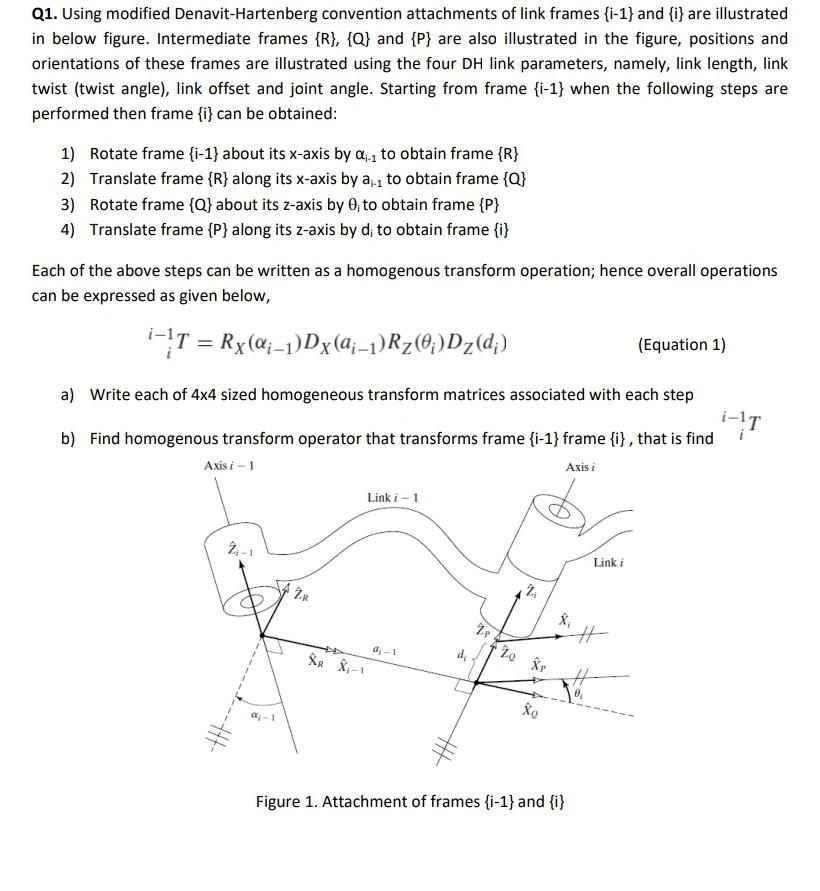 Q1. Using modified Denavit-Hartenberg convention | Chegg.com