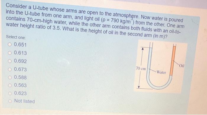 Solved Consider a U-tube whose arms are open to the | Chegg.com