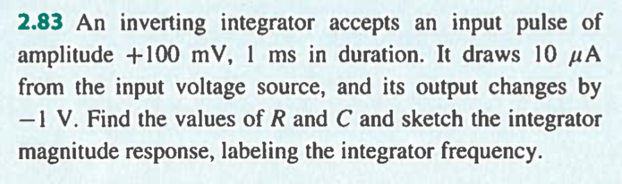 Solved 2.83 ﻿An inverting integrator accepts an input pulse | Chegg.com