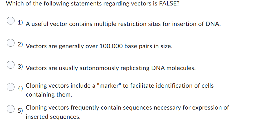 Solved Which of the following statements regarding vectors | Chegg.com
