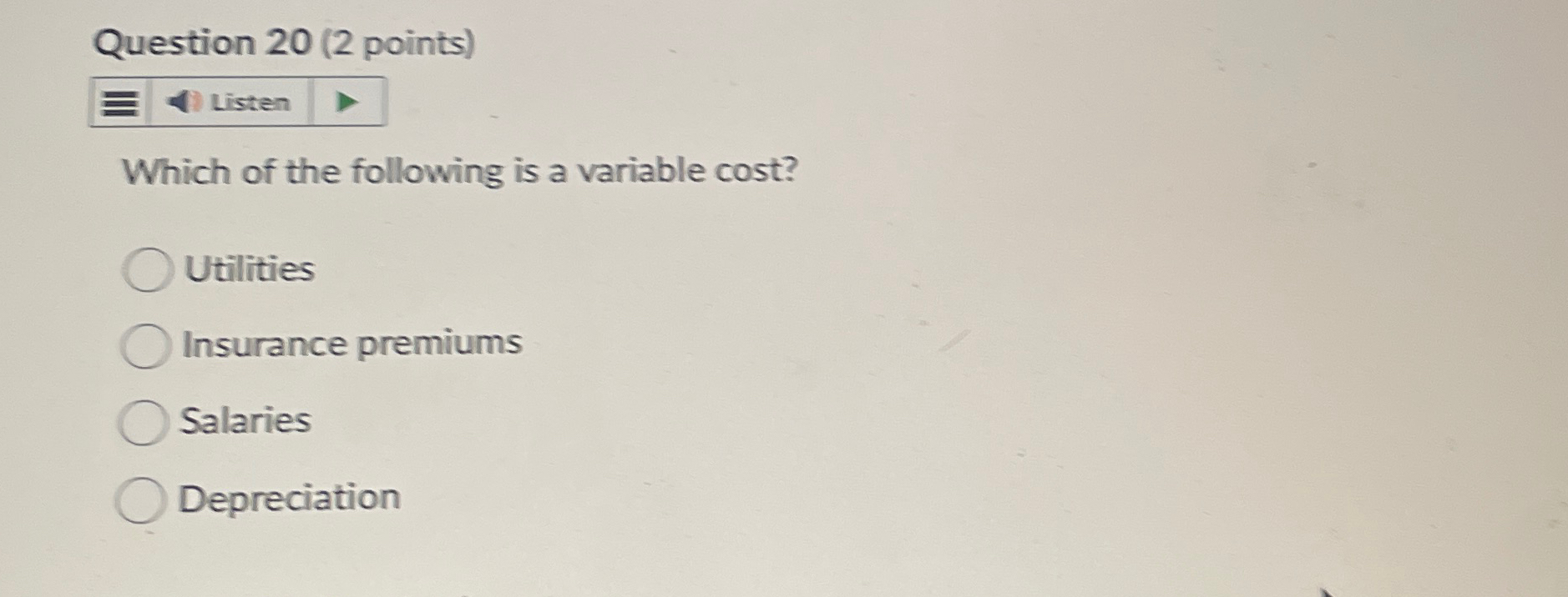 Solved Question 20 (2 ﻿points)Which of the following is a | Chegg.com