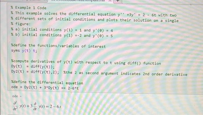 Solved \% Example 1 Code \% This example solves the | Chegg.com