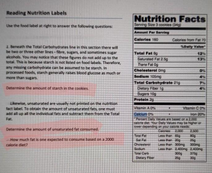 Solved Use the food label at right to answer the following | Chegg.com