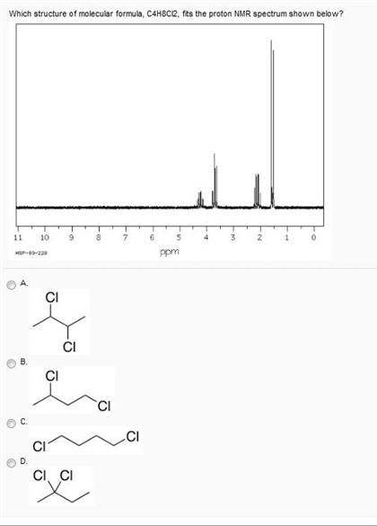 Solved Which structure of molecular formula C4H8Cl2 fits the | Chegg.com