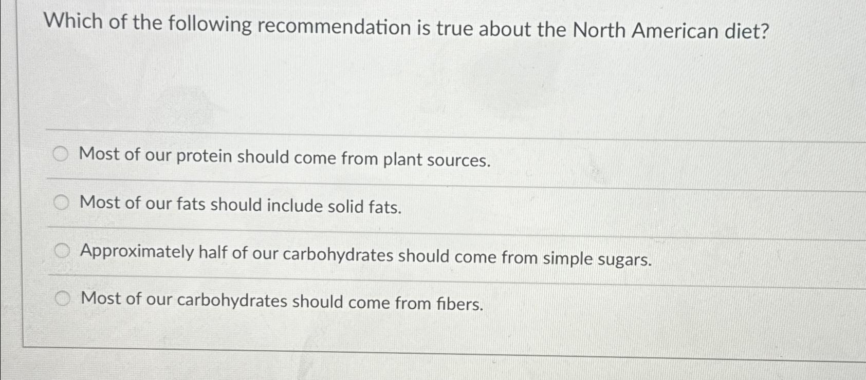 Solved Which of the following recommendation is true about | Chegg.com