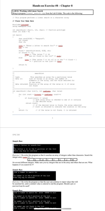 Solved Hands-on Exercise #8 - Chapter 8 I n reach.cpp from | Chegg.com