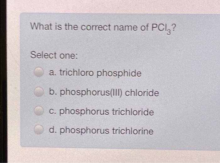 Solved What is the correct name of PCI,? Select one: a. | Chegg.com