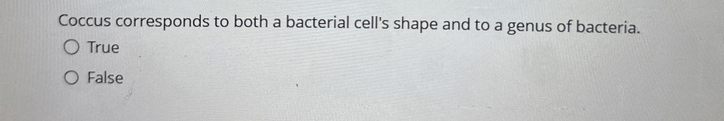 Solved Coccus corresponds to both a bacterial cell's shape | Chegg.com