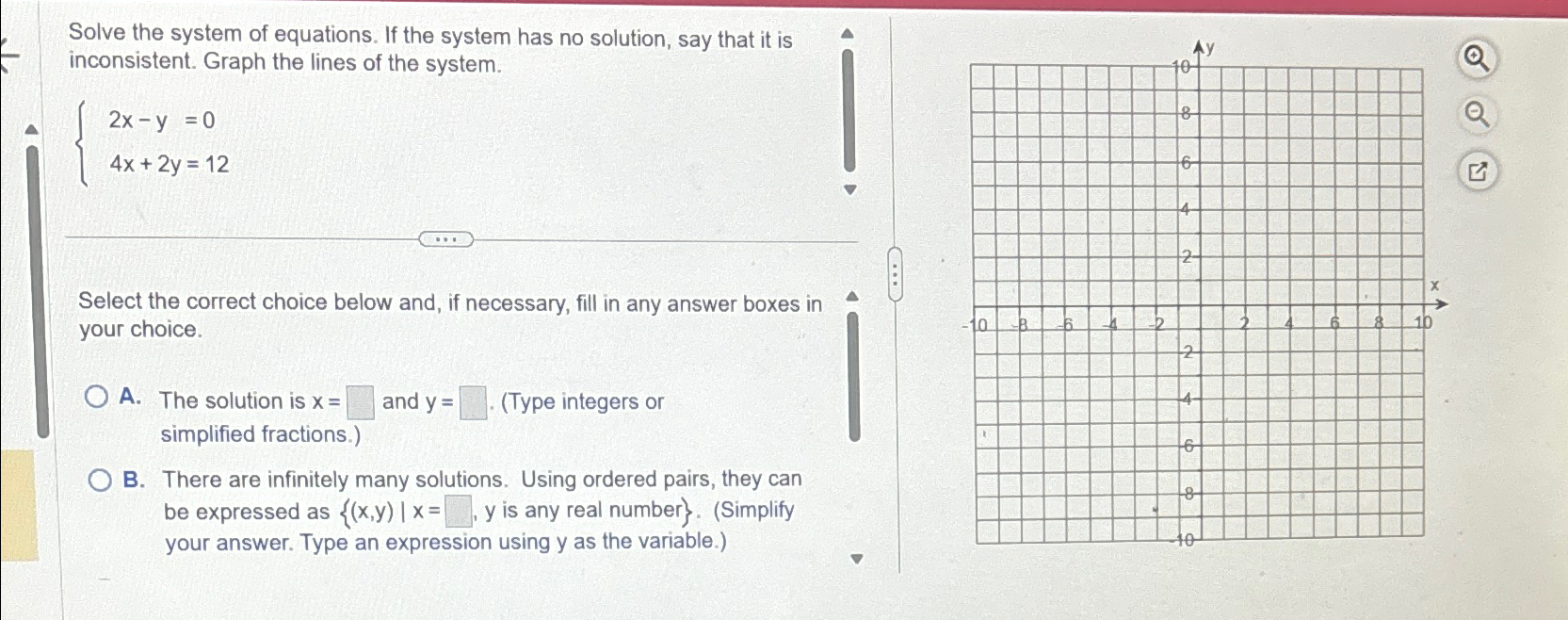 Solved Solve the system of equations. If the system has no | Chegg.com