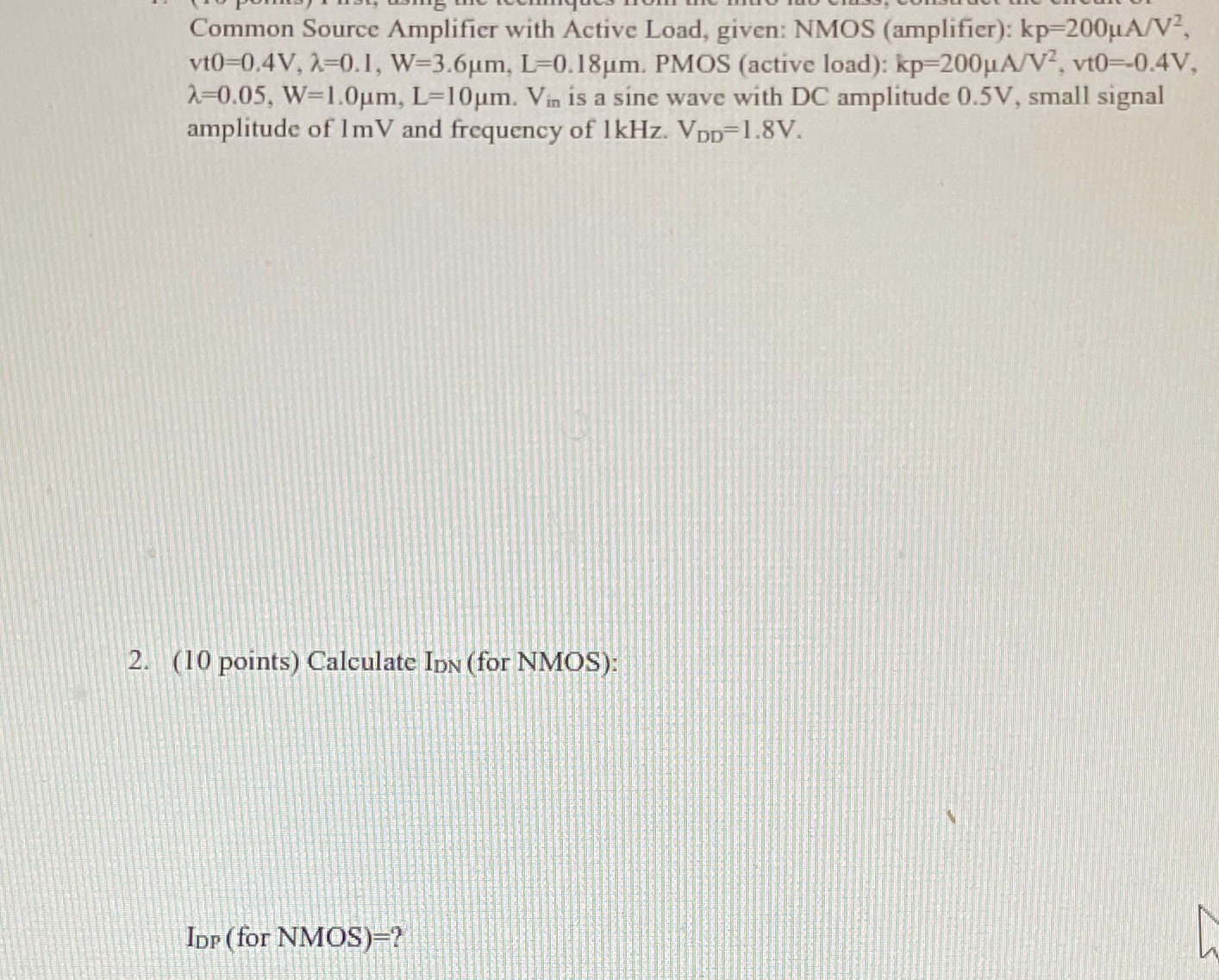 Solved Construct Common Source Amplifier with Active Load, | Chegg.com