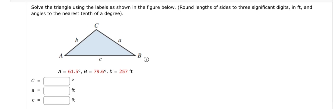 Solved Solve the triangle using the labels as shown in the | Chegg.com