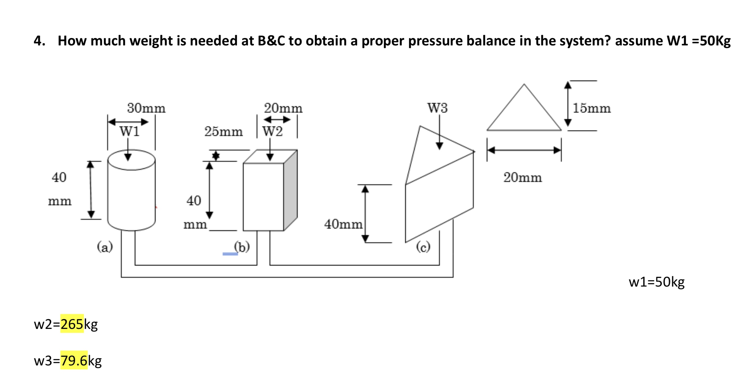 Solved How much weight is needed at B&C ﻿to obtain a proper | Chegg.com