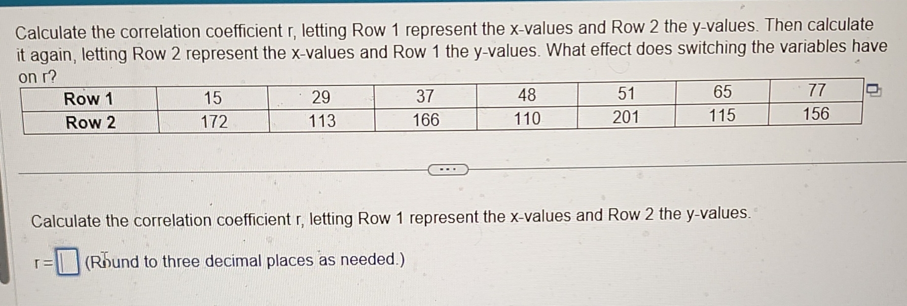 Solved Calculate the correlation coefficient r , ﻿letting | Chegg.com