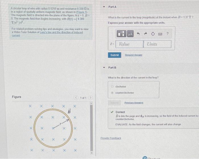 Solved A circular loop of wire wht radius 0.0250 m and | Chegg.com