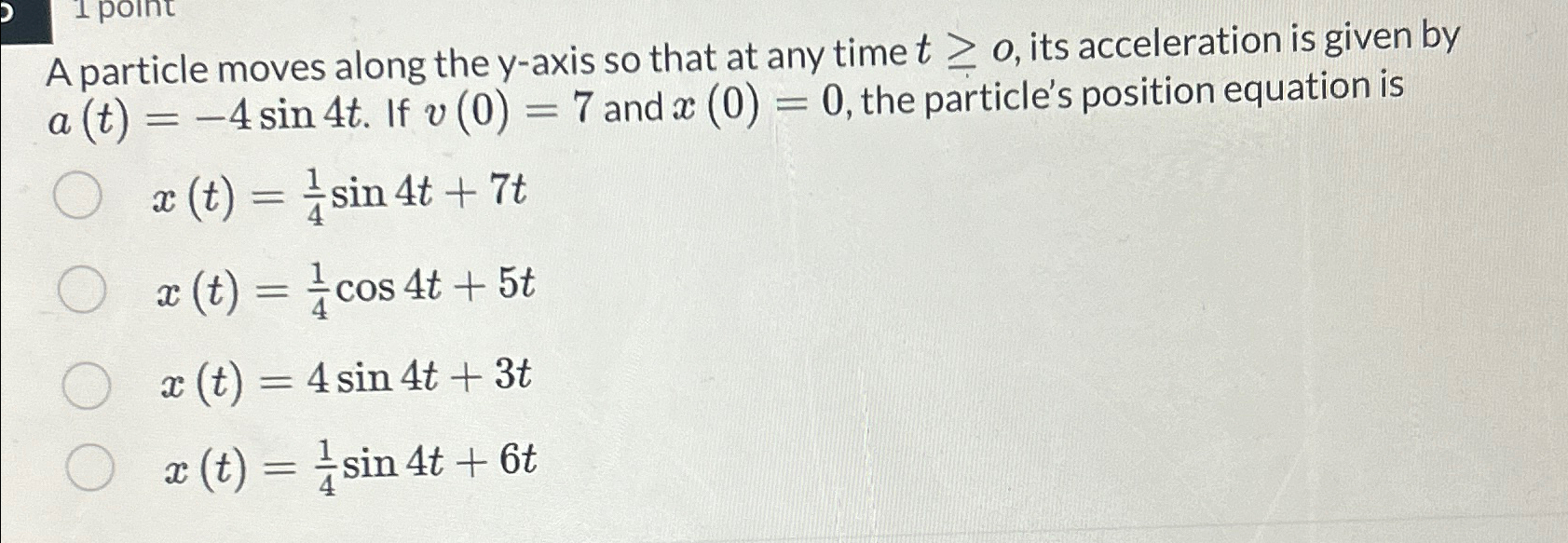 Solved A particle moves along the y-axis so that at any time | Chegg.com