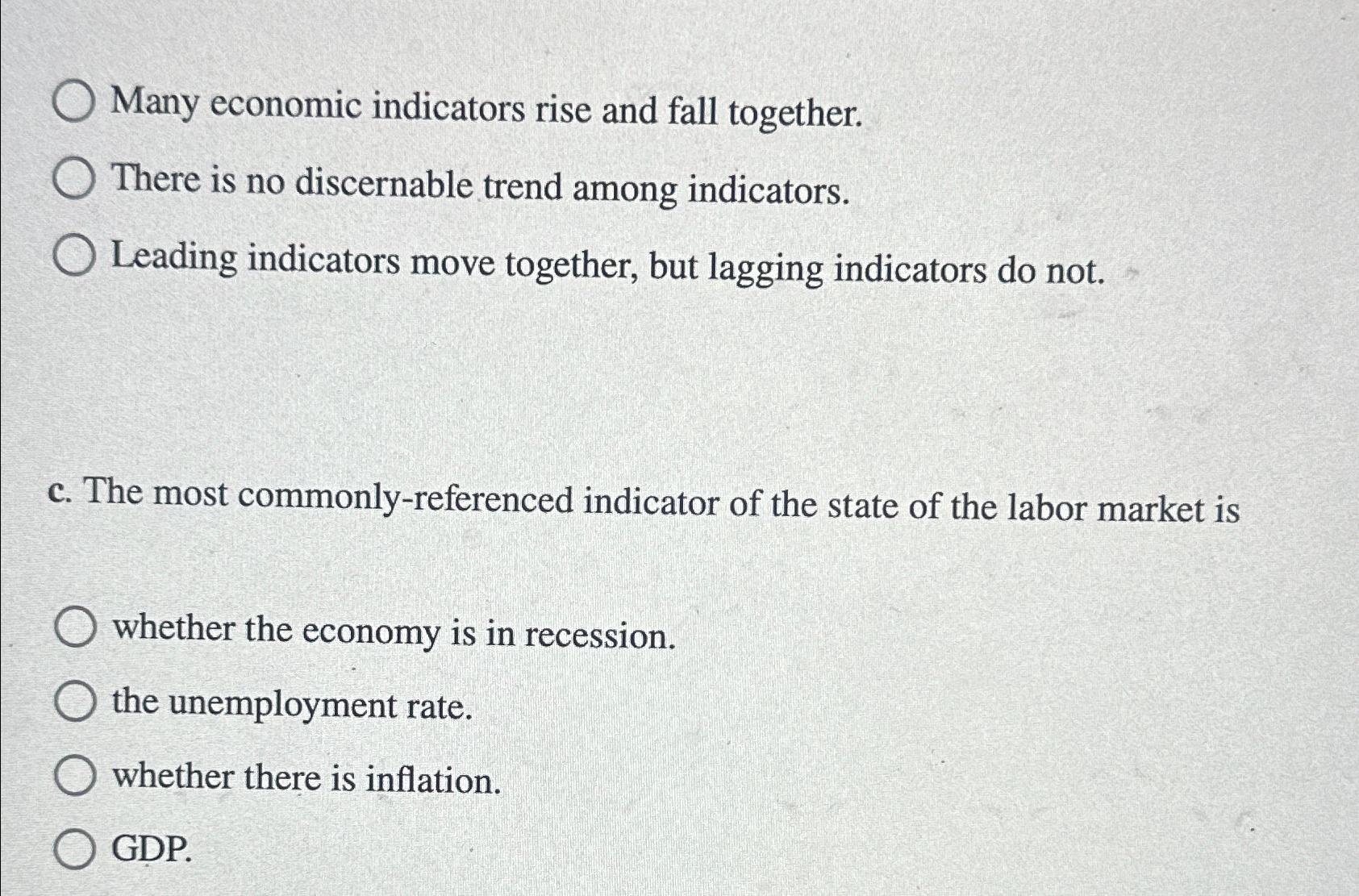 Solved Many economic indicators rise and fall together.There | Chegg.com