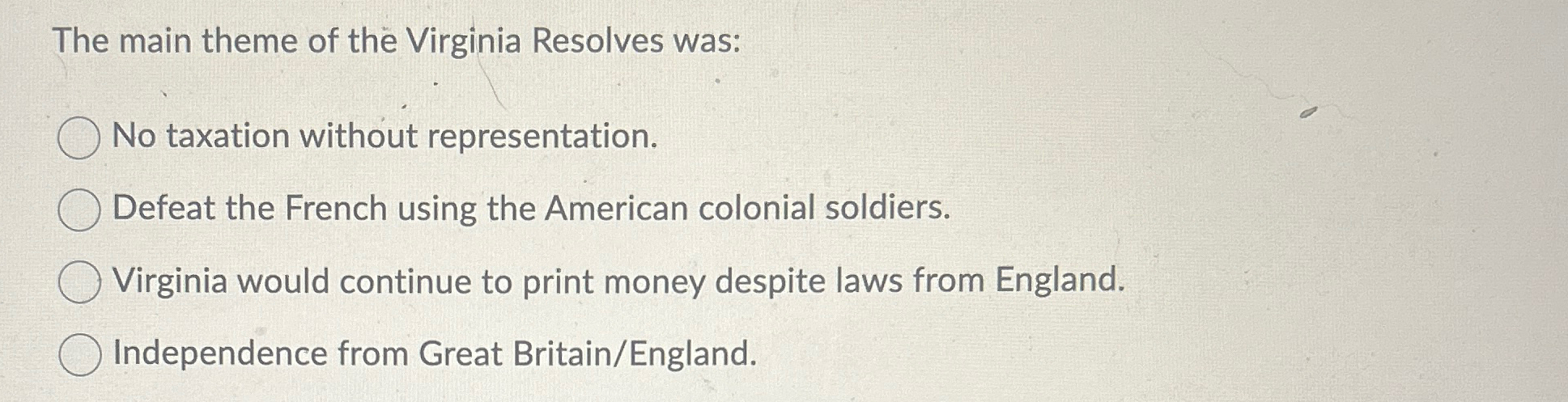 Solved The main theme of the Virginia Resolves was:No | Chegg.com