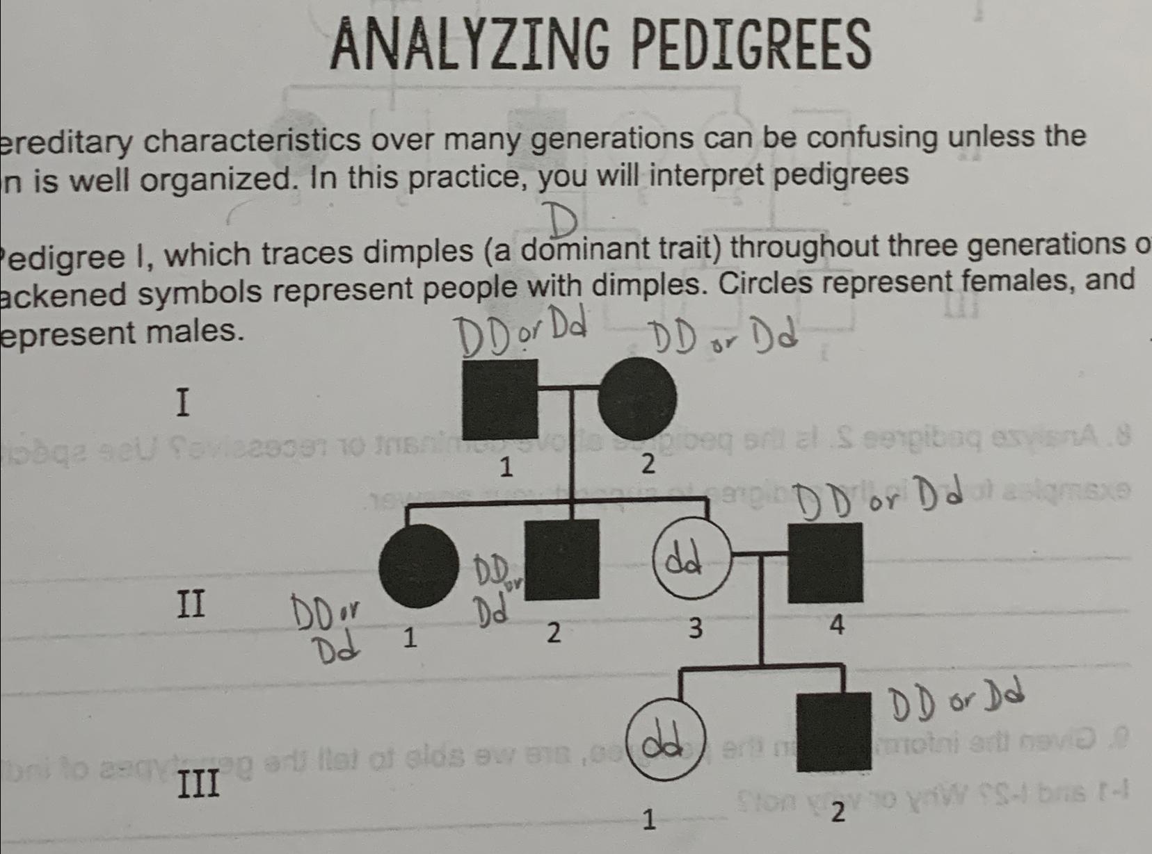 Solved ANALYZING PEDIGREESereditary characteristics over | Chegg.com