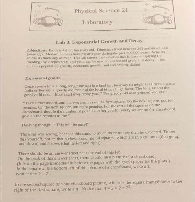Solved Sheet for the Exponential Growth and Decay Lab You | Chegg.com