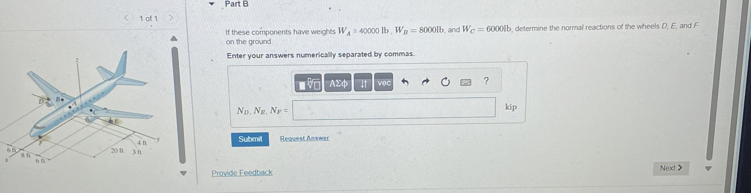 Solved Part B1 ﻿of 1If these components have weights | Chegg.com