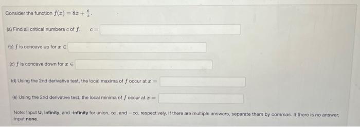 Solved Consider the function f(x)=8x+z0. (a) Find all | Chegg.com
