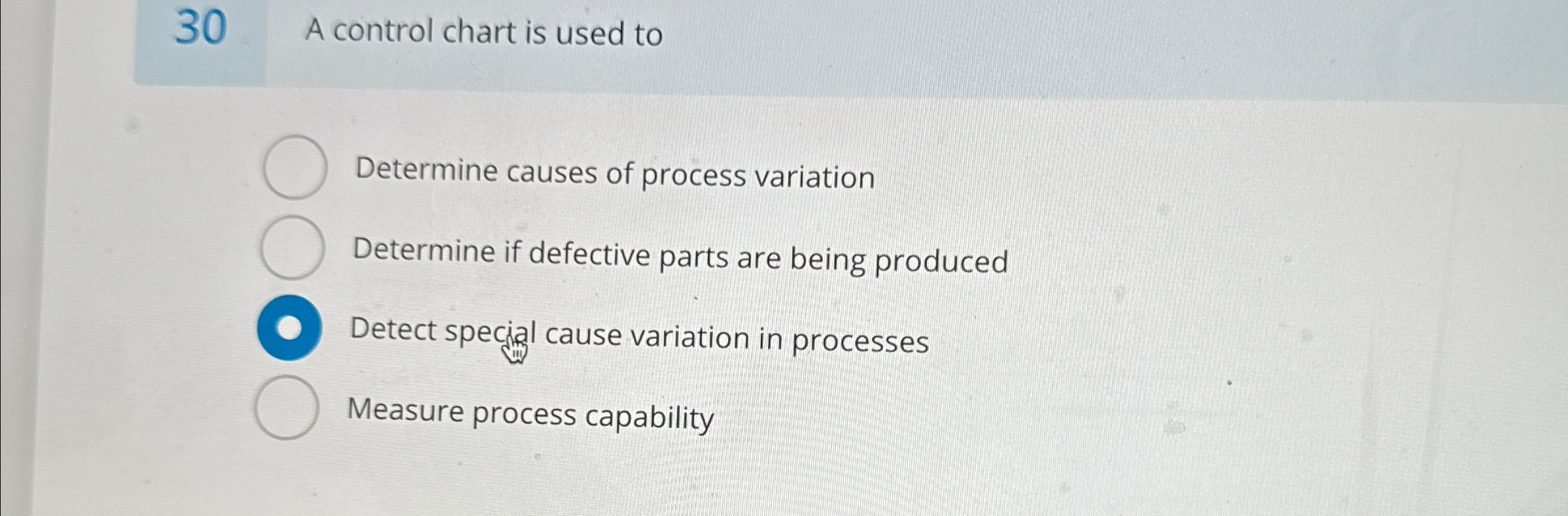 Solved 30A control chart is used toDetermine causes of | Chegg.com