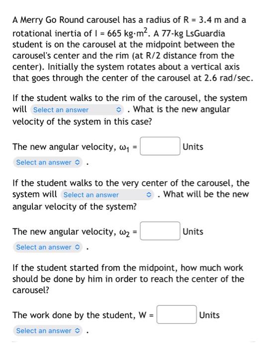 Solved A Merry Go Round carousel has a radius of R=3.4 m and | Chegg.com