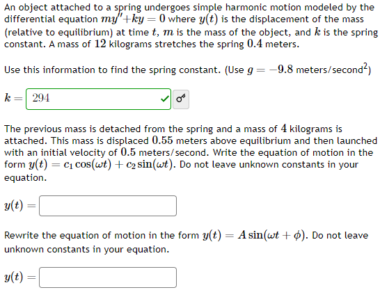 Solved An object attached to a spring undergoes simple | Chegg.com