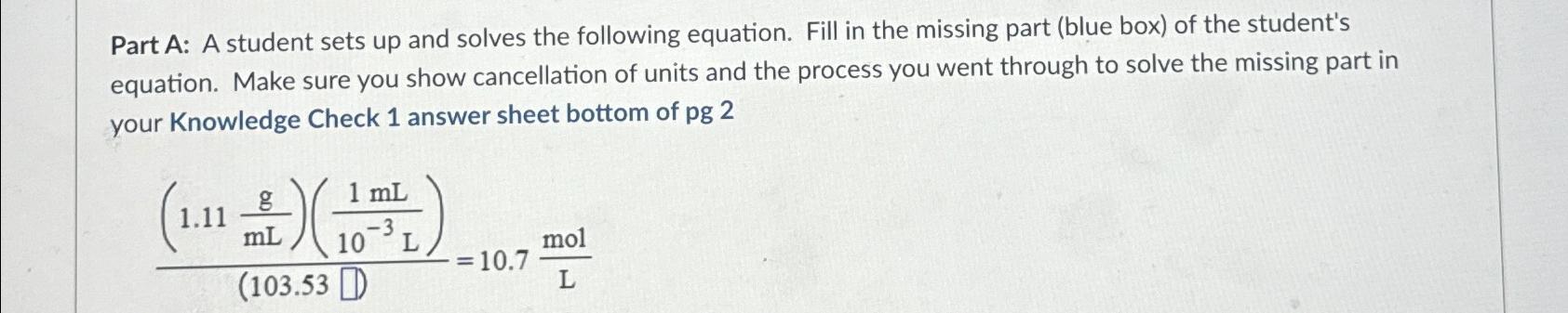 Solved Part A: A student sets up and solves the following | Chegg.com
