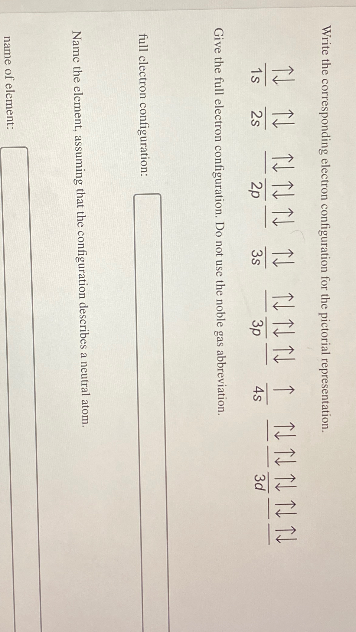 Solved Write The Corresponding Electron Configuration For