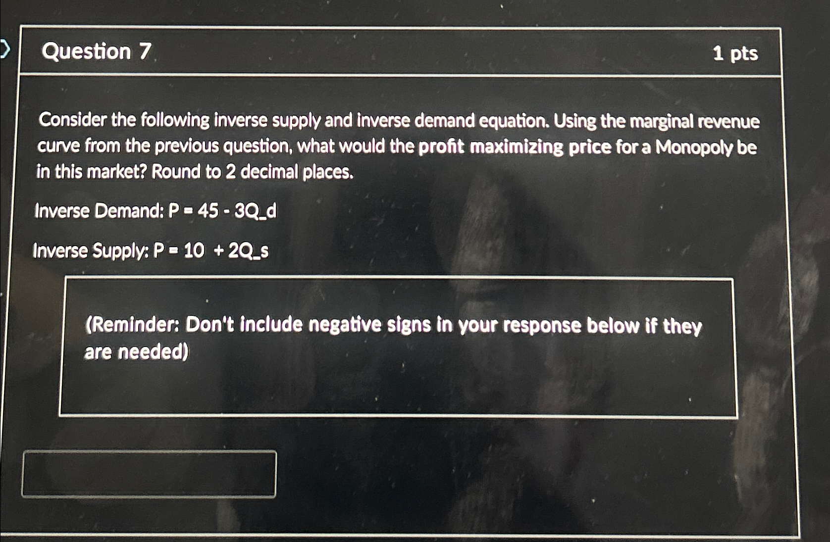 Solved Question 7.1 ﻿ptsConsider the following inverse | Chegg.com