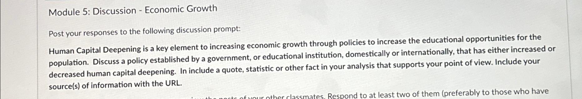 Solved Module 5: Discussion - ﻿Economic GrowthPost your | Chegg.com