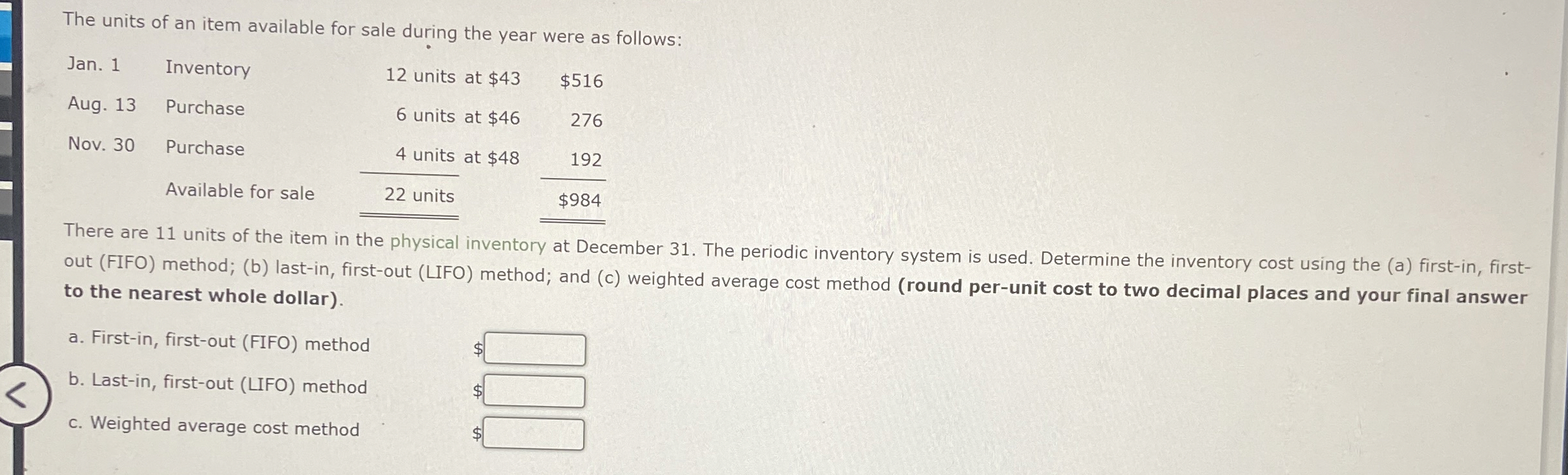 Solved The units of an item available for sale during the | Chegg.com