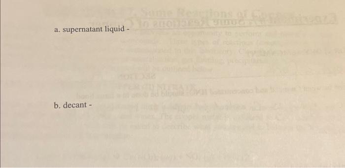Solved a. supernatant liquid - | Chegg.com